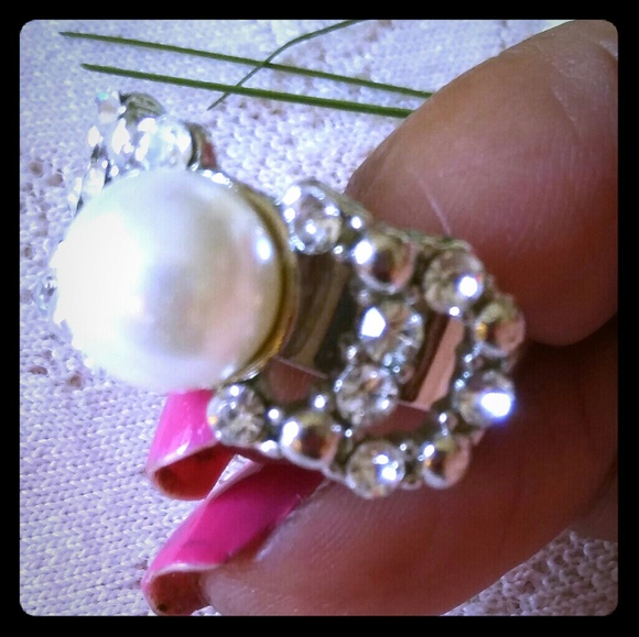 Jewelry | Vintage Faux Pearl Rhinestone Ring | Poshmark